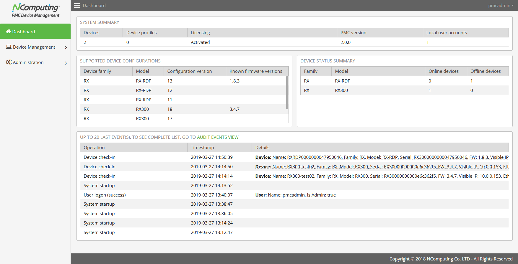 Pi Management Console screenshots | NComputing